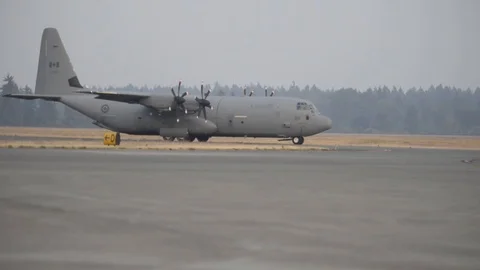 C-130 aircraft taxiing on runway of McCh... | Stock Video | Pond5