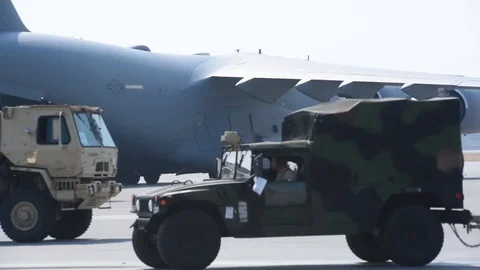 C-130J aircraft parks at Air Force Base ... | Stock Video | Pond5