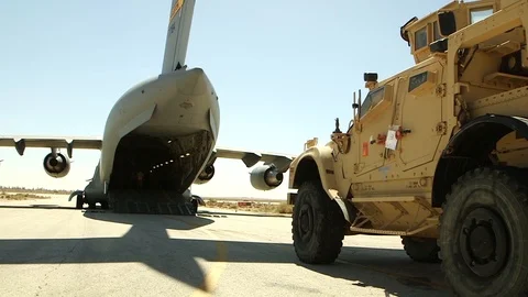 C-17 Globemaster with ramp lowered for l... | Stock Video | Pond5