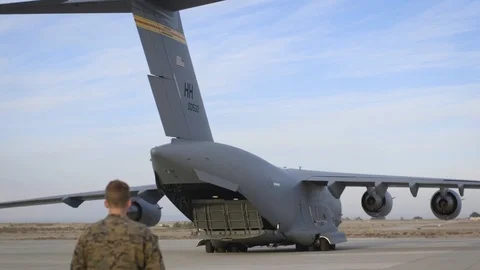 C-17 Globemaster rear ramp opening | Stock Video | Pond5