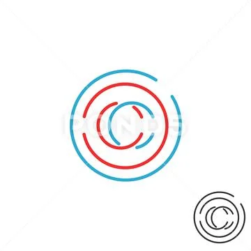 C letter monogram logo circle intersection line icon, mockup business ...