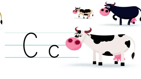 C letter writing like cow cartoon animat... | Stock Video | Pond5