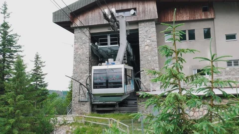 Cabin cable car departing from Kasprowy ... | Stock Video | Pond5