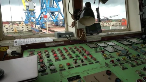 Cabin to control the crane. View from th... | Stock Video | Pond5