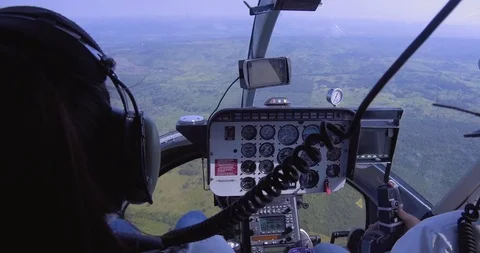 Cabin view of a helicopter wile flying | Stock Video | Pond5