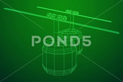 Cable car cabin gondola. Funicular simple cableway concept: Graphic ...