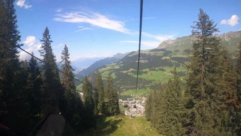 Cable car ride in canton Grisons Churwal... | Stock Video | Pond5