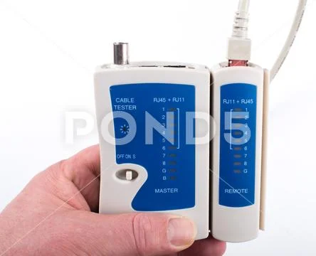 Cable tester for network cables RJ45 und RJ11 Stock Photo #85521440