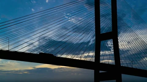 Cables Bridge Structure Road Suspension, | Stock Video | Pond5