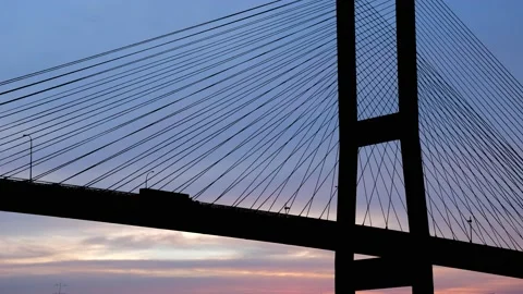 Cables Bridge Structure Road Suspension, | Stock Video | Pond5