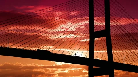 Cables Bridge Structure Road Suspension, | Stock Video | Pond5