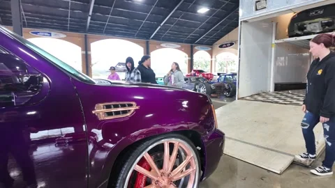 Cadillac SUV Purple Gold Rims Pimp Ride | Stock Video | Pond5