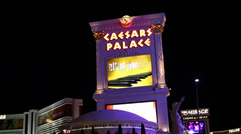 Caesars Palace Las Vegas Sign At Night | Stock Video | Pond5