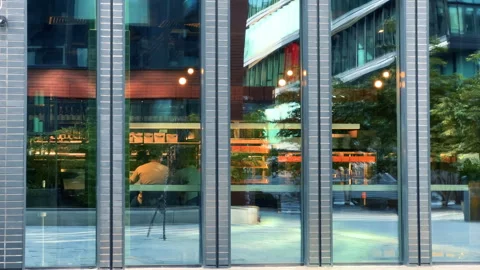 Café windows exterior in a modern glass... | Stock Video | Pond5