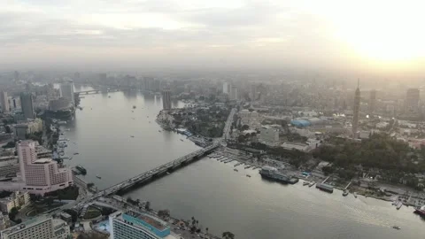 Cairo - Egypt : Drone video showing Nile... | Stock Video | Pond5