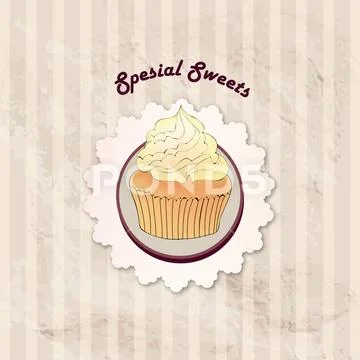 Cake. Cafe Menu Background. Bakery Label. Sweet, Dessert Poster ...
