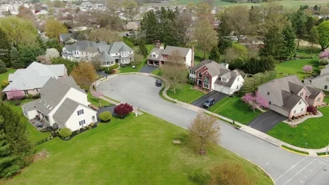 Cal de sac, dead-end street with large c... | Stock Video | Pond5