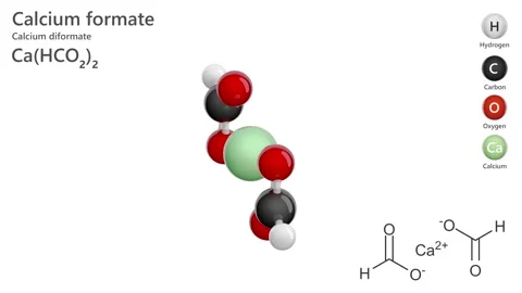 Calcium Formate. E238. Animated 3D model... | Stock Video | Pond5