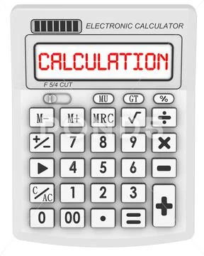 Calculation. Word on the display of calculator Illustration #133366444