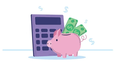 calculator math device with piggy animat... | Stock Video | Pond5