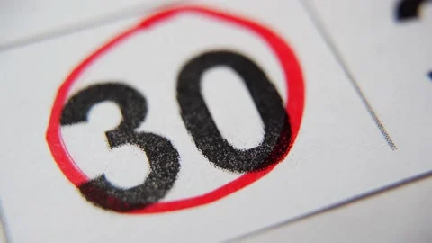 The calendar 30th day of the month is ci... | Stock Video | Pond5