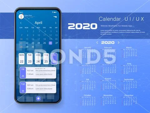 Calendar application template With To Do List and Tasks UI UX. Design For Mobile ~ Clip Art ...
