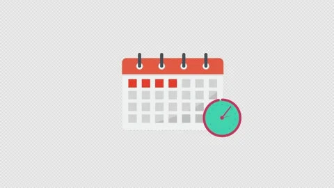 calendar with clock icon motion graphics... | Stock Video | Pond5