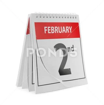 Calendar with date February 2nd on white background. Groundhog day ...