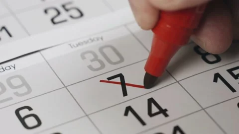 In the calendar, the number 7 is boldly ... | Stock Video | Pond5