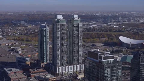 Calgary twin buildings downtown street | Stock Video | Pond5