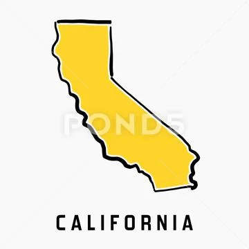 California map outline - smooth simplified US state shape map vector ...