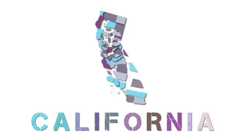 California map with paper regions. Anima... | Stock Video | Pond5