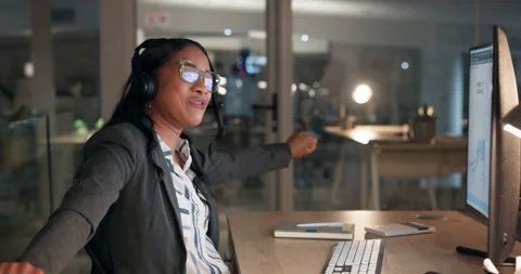 Call center, happy dance and business wo... | Stock Video | Pond5