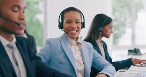 Call center portrait, happiness and prof... | Stock Video | Pond5