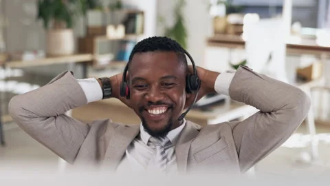 Call center, relax and computer with bla... | Stock Video | Pond5