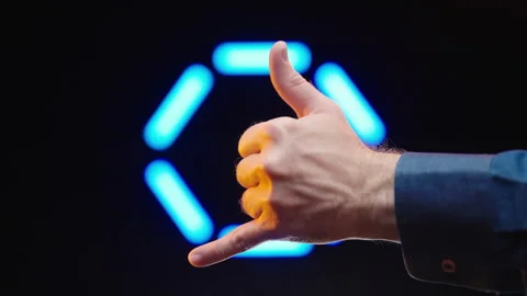 Call me hand sign gesture on neon sign c... | Stock Video | Pond5