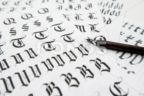 Calligraphy in Gothic style, the old font texture ~ Premium Photo #62142629