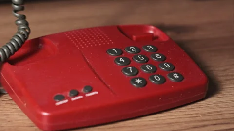 Calling 911 On an Old Retro Red Telephon... | Stock Video | Pond5