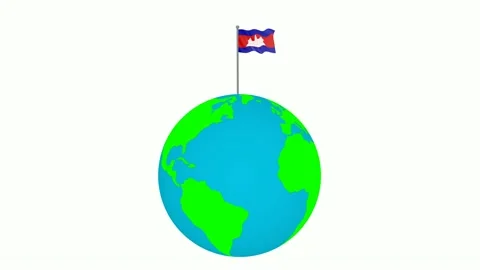 Cambodia national flag fly animated on p... | Stock Video | Pond5
