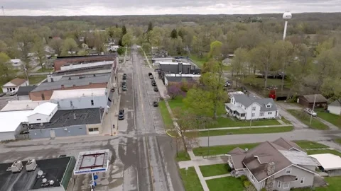 Camden, Michigan downtown with drone vid... | Stock Video | Pond5