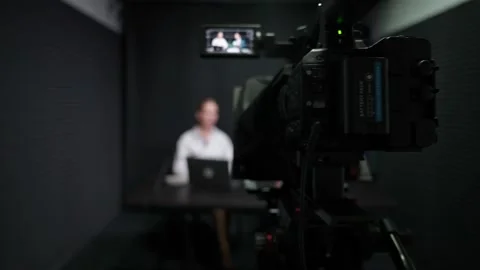 Camera backstage view, news anchors at w... | Stock Video | Pond5