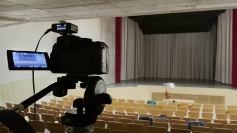 camera in an empty small concert steel w... | Stock Video | Pond5