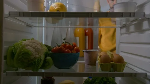 Camera Inside Kitchen Fridge: Dad Opens ... | Stock Video | Pond5