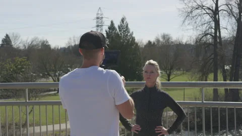 Camera Man BTS Footage Of Model On Bridg... | Stock Video | Pond5