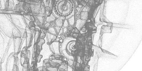 Camera move through pieces of 3d engine ... | Stock Video | Pond5