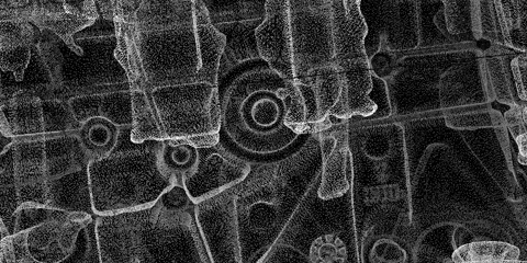 Camera move through pieces of 3d engine ... | Stock Video | Pond5