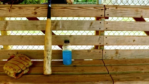 Camera moves in dugout across baseball e... | Stock Video | Pond5