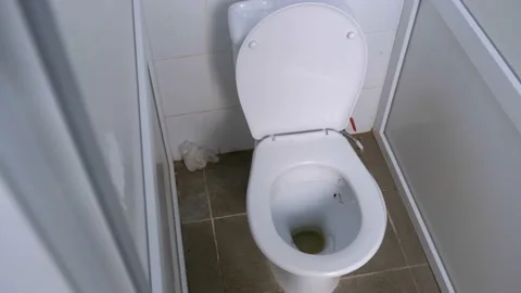 The Camera Moves Inside the Public Toile... | Stock Video | Pond5