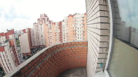 Camera moving on opened balcony and turn... | Stock Video | Pond5