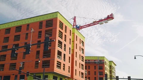 camera pan right to left looking at new ... | Stock Video | Pond5